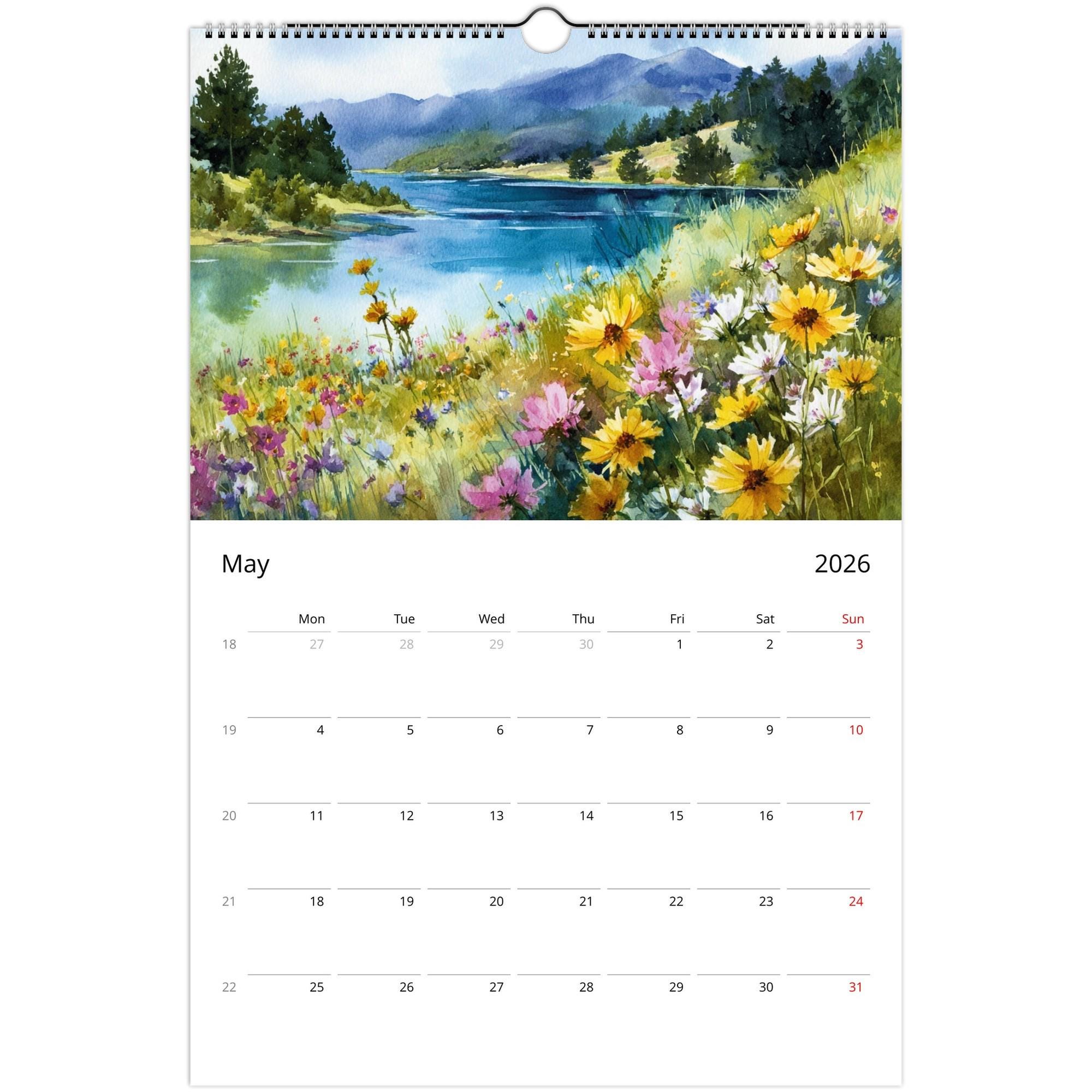 2026 Watercolor Landscape Calendar – Sustainable Monthly Wall Art - Etsy