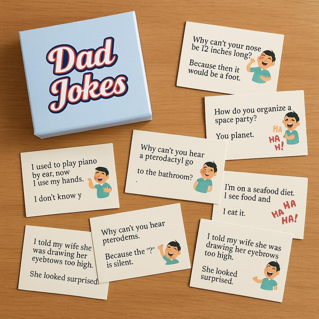 Printable Dad Jokes Card Deck Funny Father’s Day Gift 30 Classic Dad ...