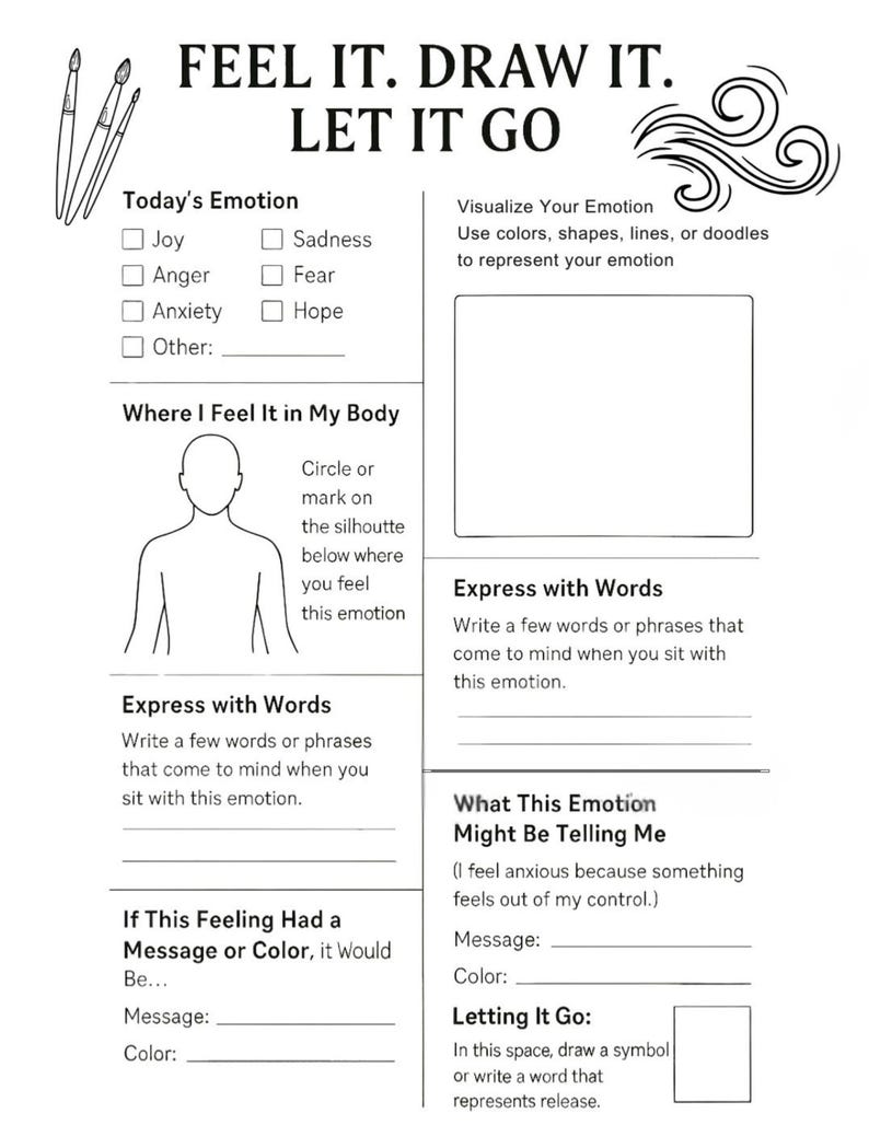 Emotional Regulation Art Therapy Worksheet Mindfulness Printable - Etsy