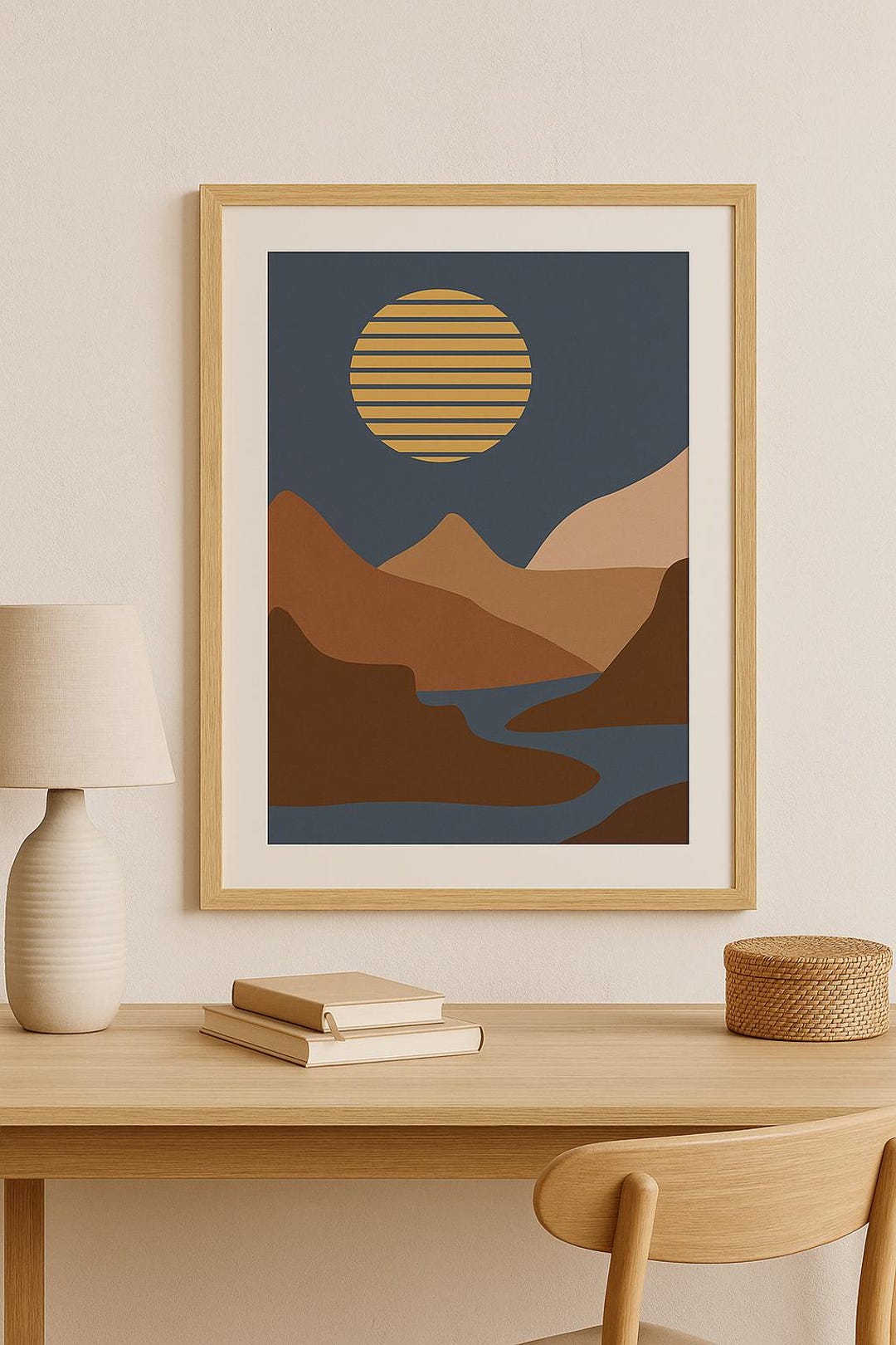 Boho Mountain Scene Wall Art 18x24 Sustainable Poster | Eco-friendly ...