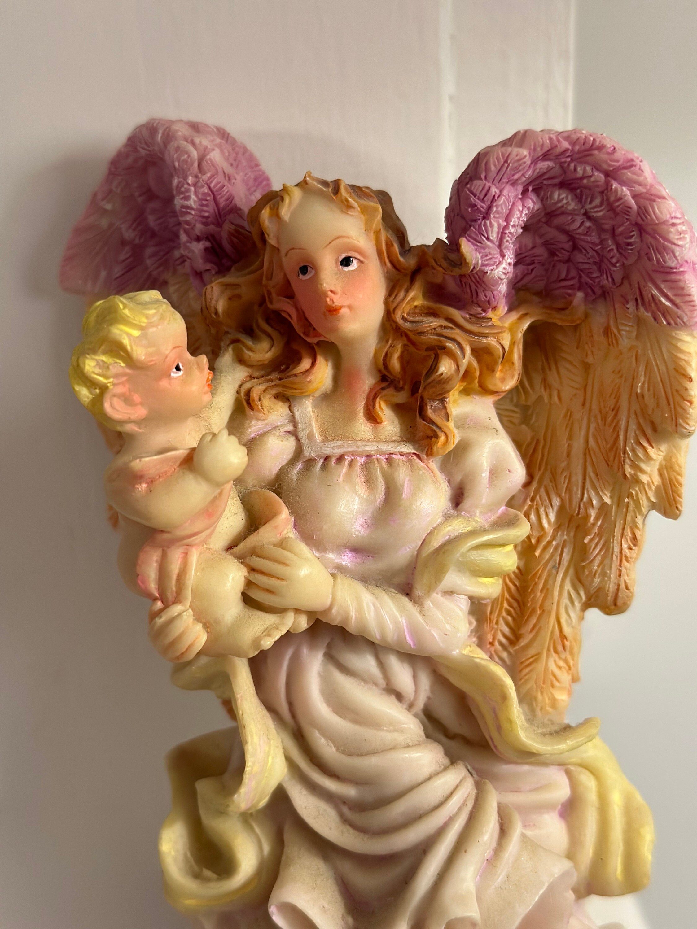 Marlo Collection Angel Resin Figurine Wood Base - Etsy