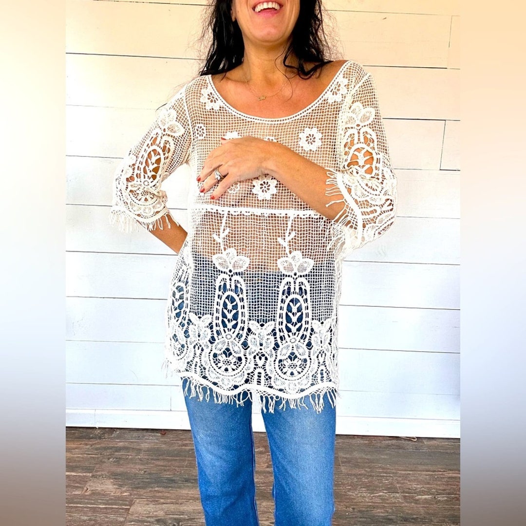 Zara Cottage Core Crochet Top M - Etsy