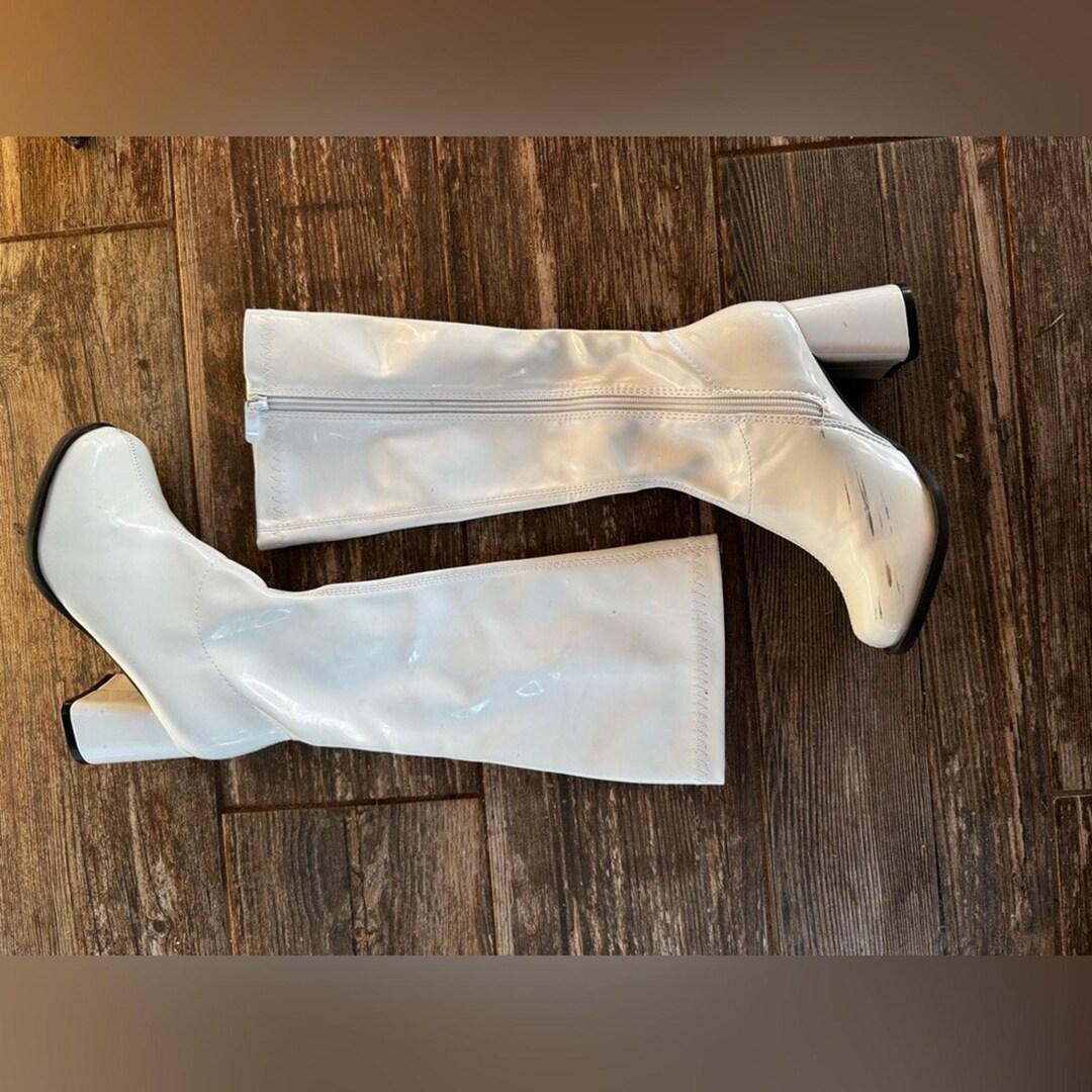 Vintage 60s White FUN Gogo Boots 6 Mod Chunky Heel - Etsy