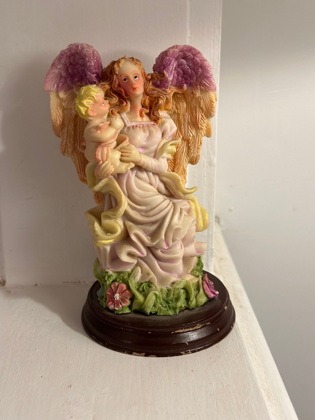 Marlo Collection Angel Resin Figurine Wood Base - Etsy