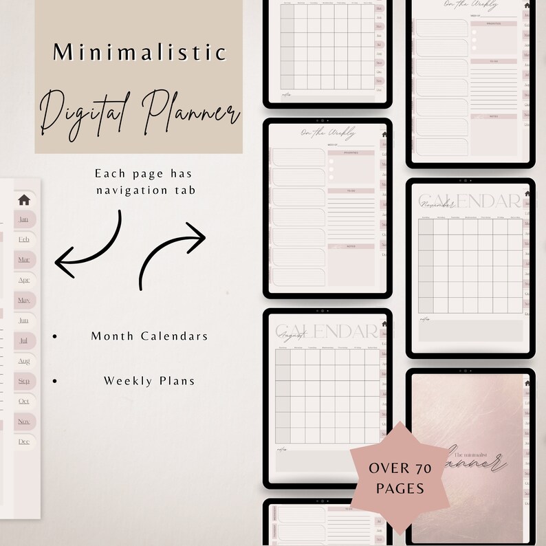 Minimalist Planner, Undated Digital Planner, iPad Planner, Goodnotes ...