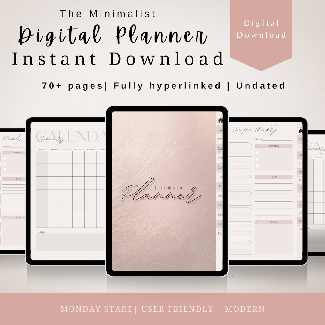 Minimalist Planner, Undated Digital Planner, iPad Planner, Goodnotes ...