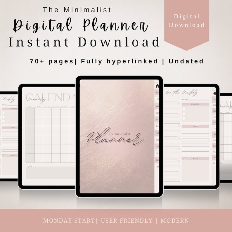 Minimalist Planner, Undated Digital Planner, iPad Planner, Goodnotes ...