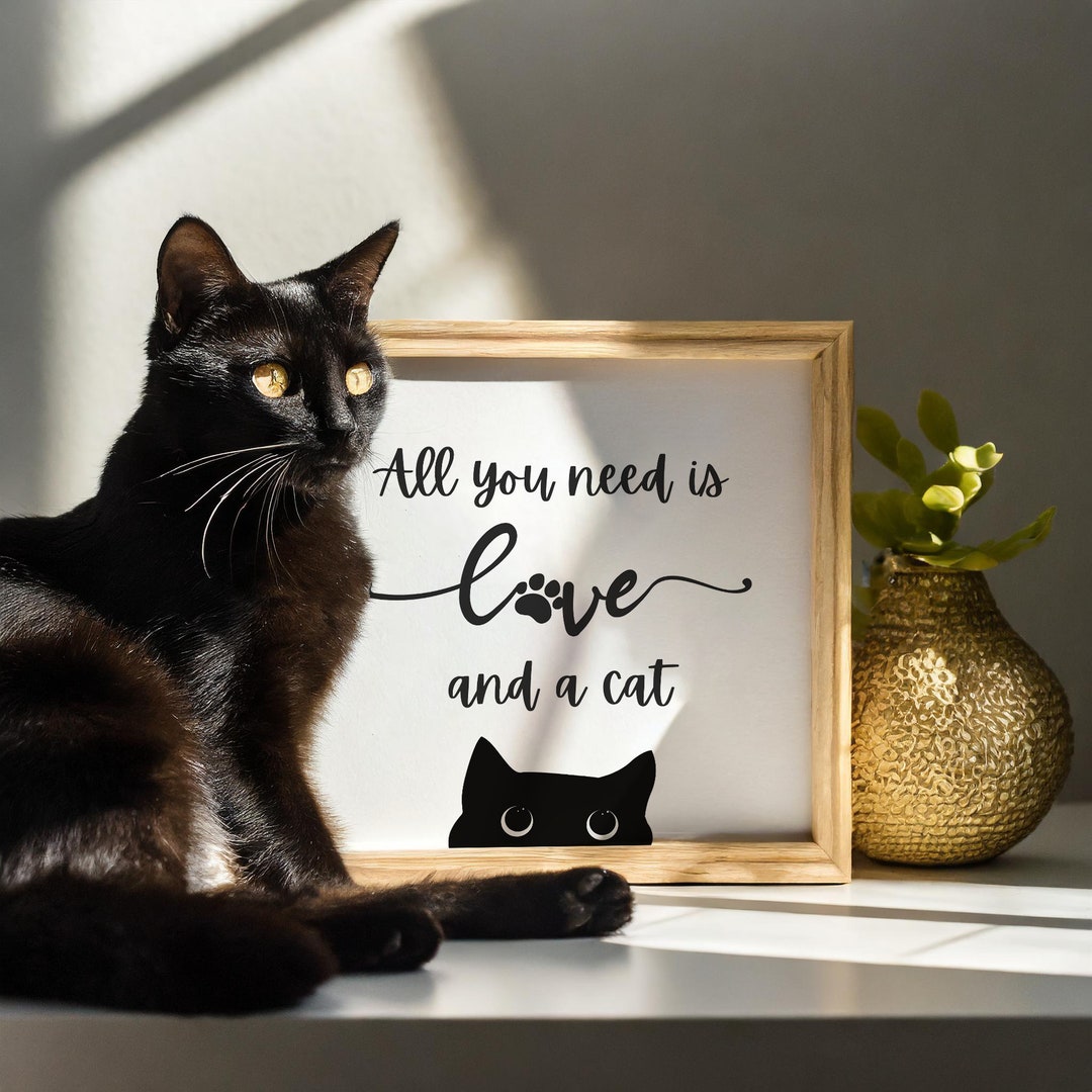 Digital Cat Art, Wall Art, Cat Quotes Decor, Printable Art, Quotes ...