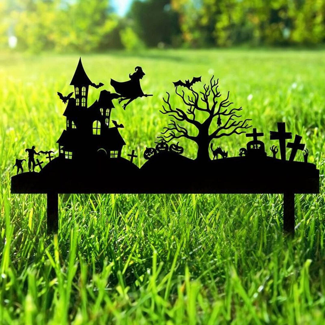 Halloween Haunted House Metal Sign • Autumn Steel Ornaments • Fall ...