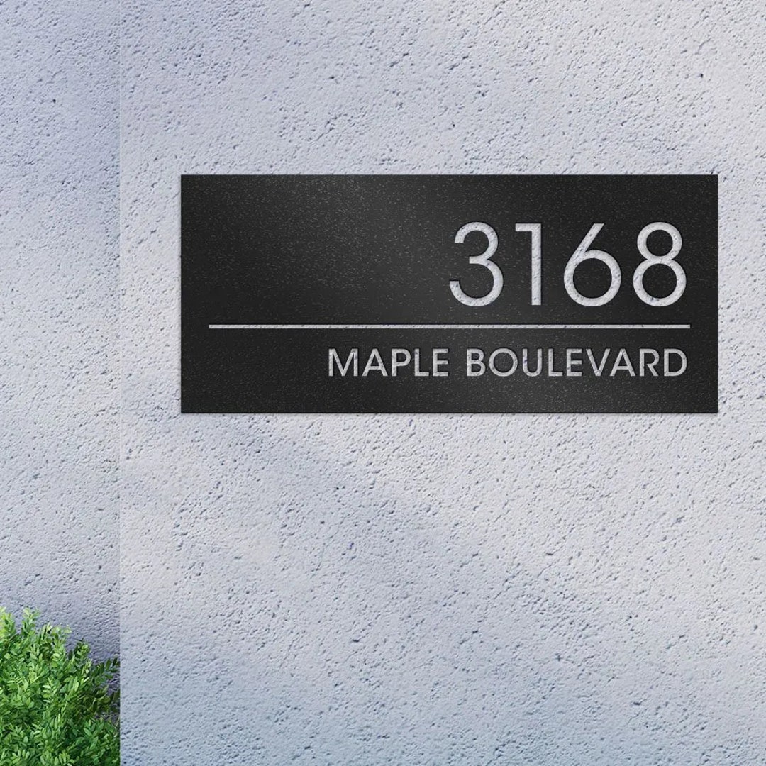 Minimalist Address Plaque With Custom House Number & Street Name ...