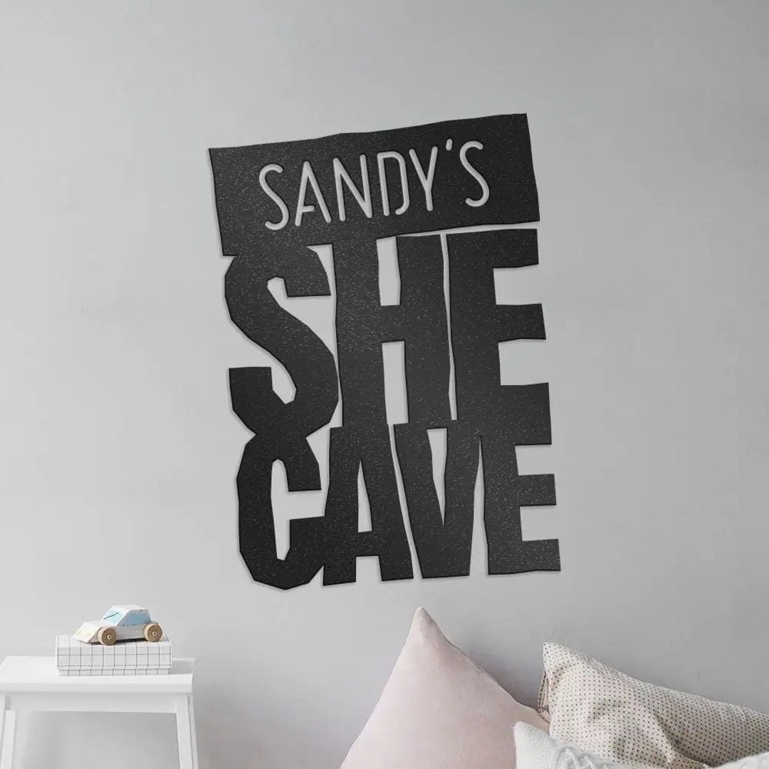 Personalized She Cave Metal Sign • Custom Steel Sign for Room • Door ...
