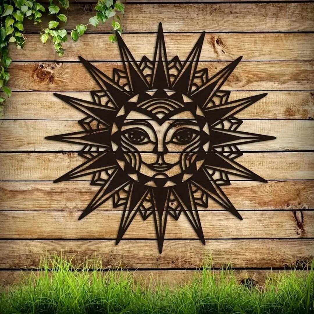 Sun Face Steel Wall Art • Metal Wall Sculpture • Wall Hanging Gift ...