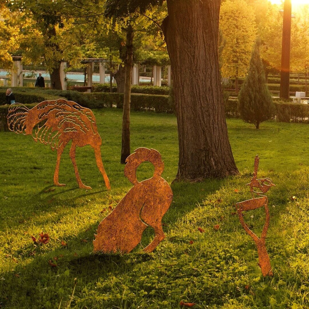 Garden Animals Metal Signs • Outdoor Rust Steel Yard Art • Gardening ...