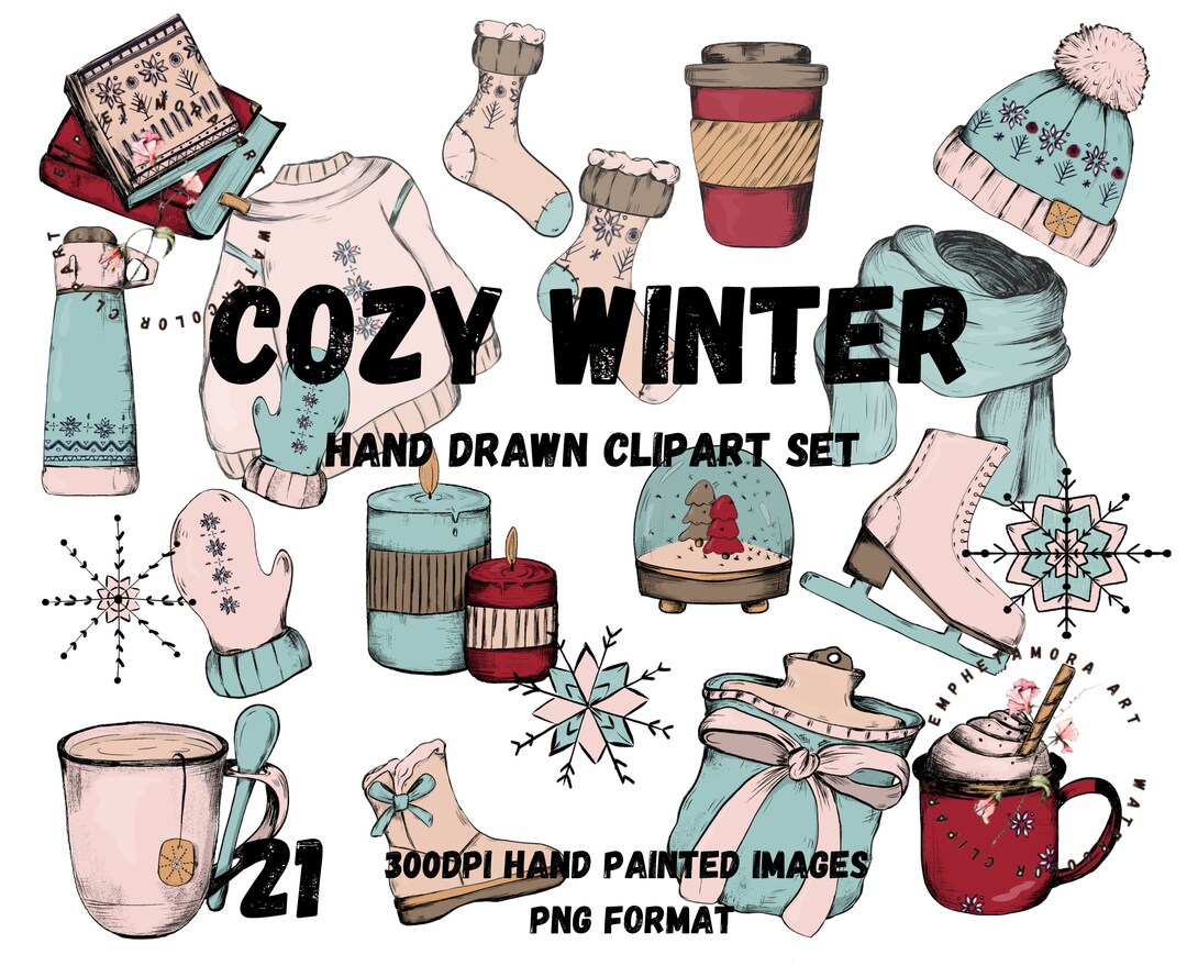 Winter Clipart Png Cold Weather Cozy Winter Digital Clip Art Commercial ...