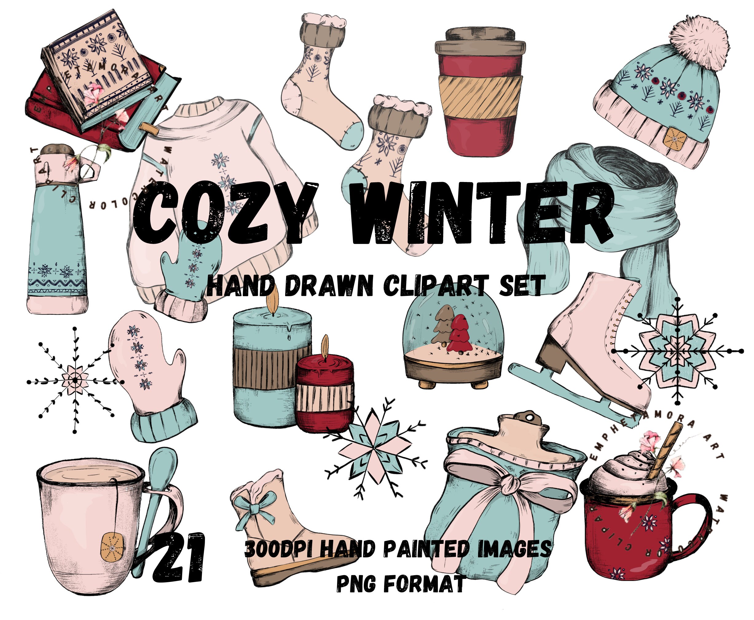 Winter Clipart Png Cold Weather Cozy Winter Digital Clip Art Commercial ...