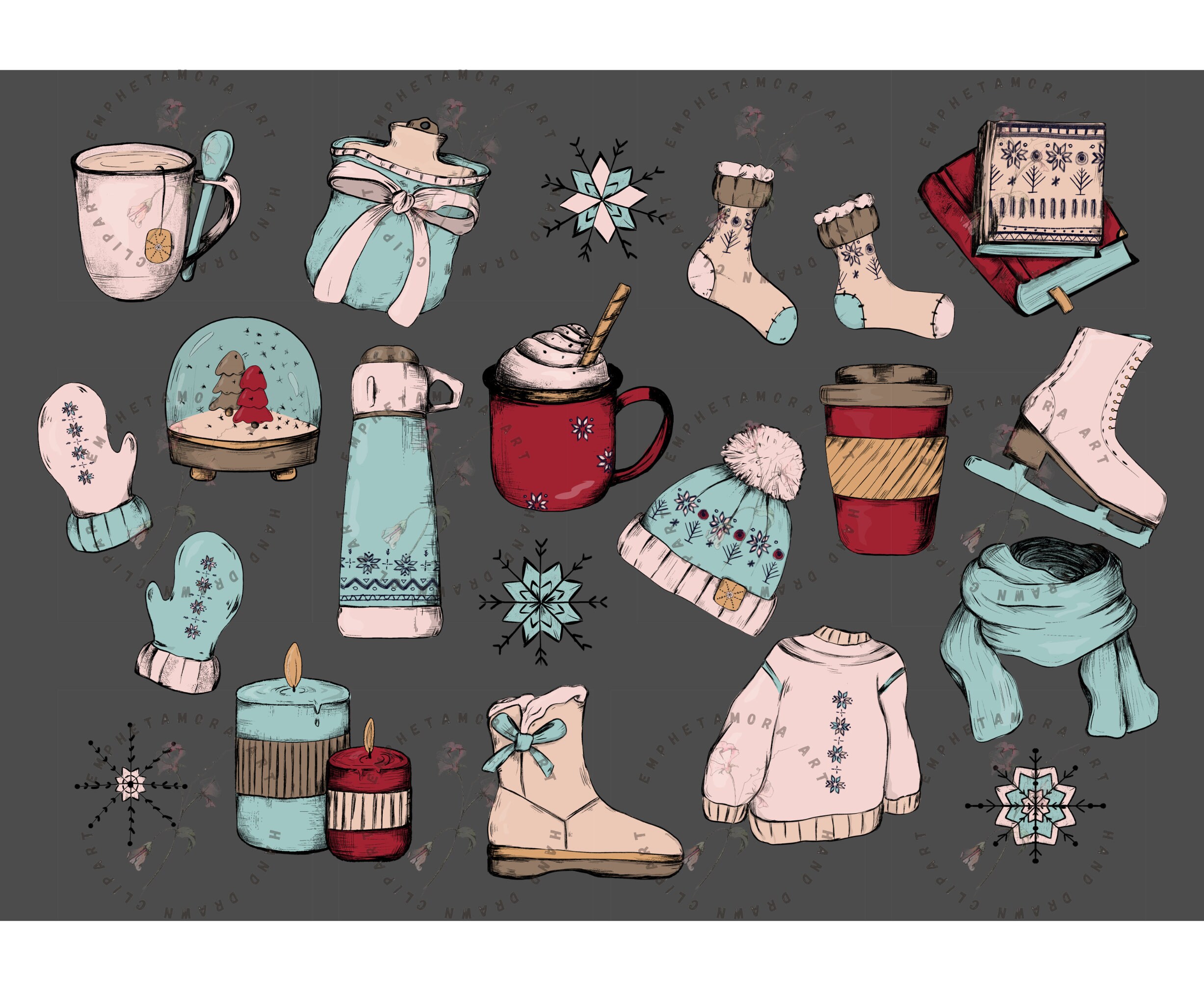 Winter Clipart Png Cold Weather Cozy Winter Digital Clip Art Commercial ...
