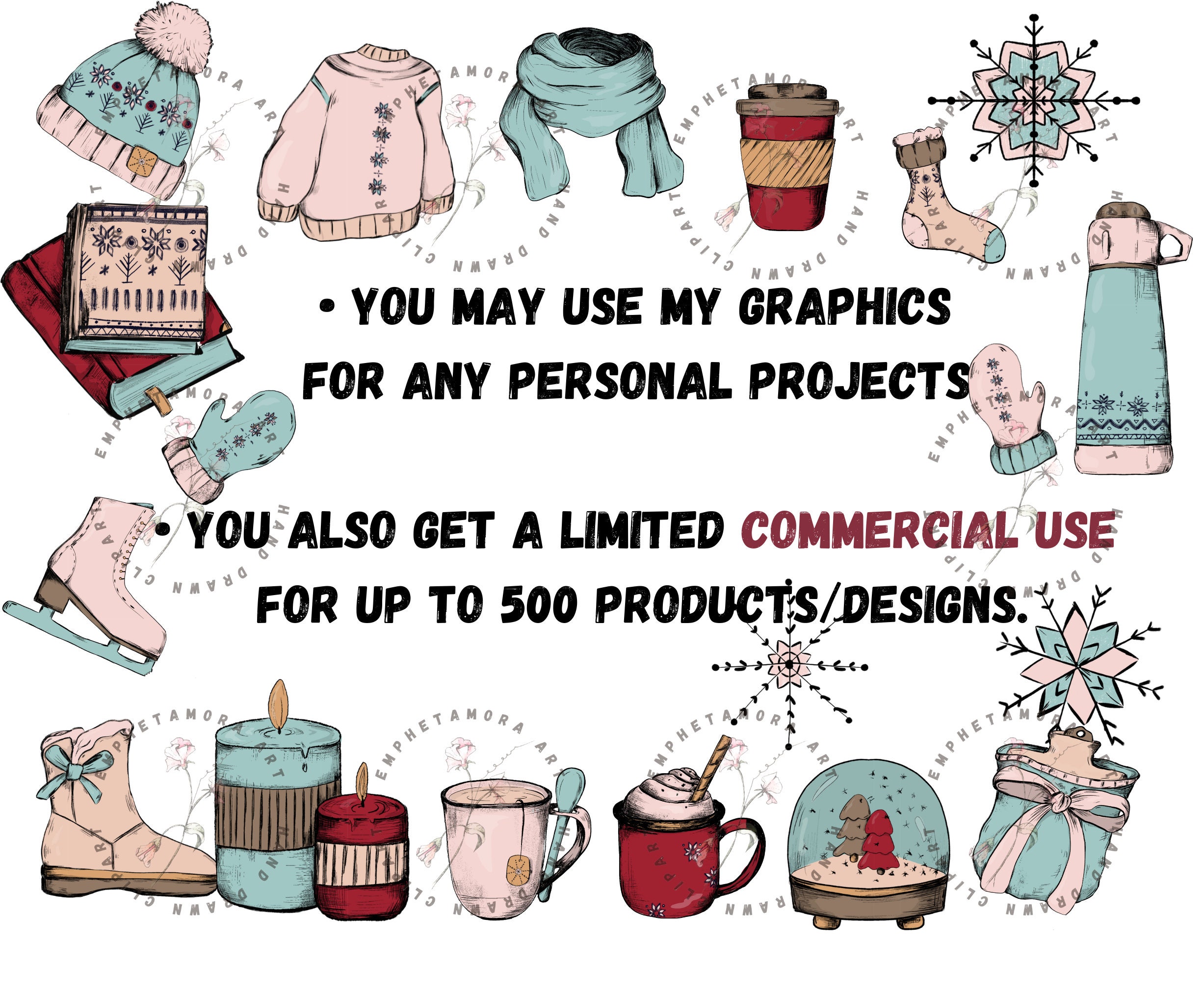 Winter Clipart Png Cold Weather Cozy Winter Digital Clip Art Commercial ...
