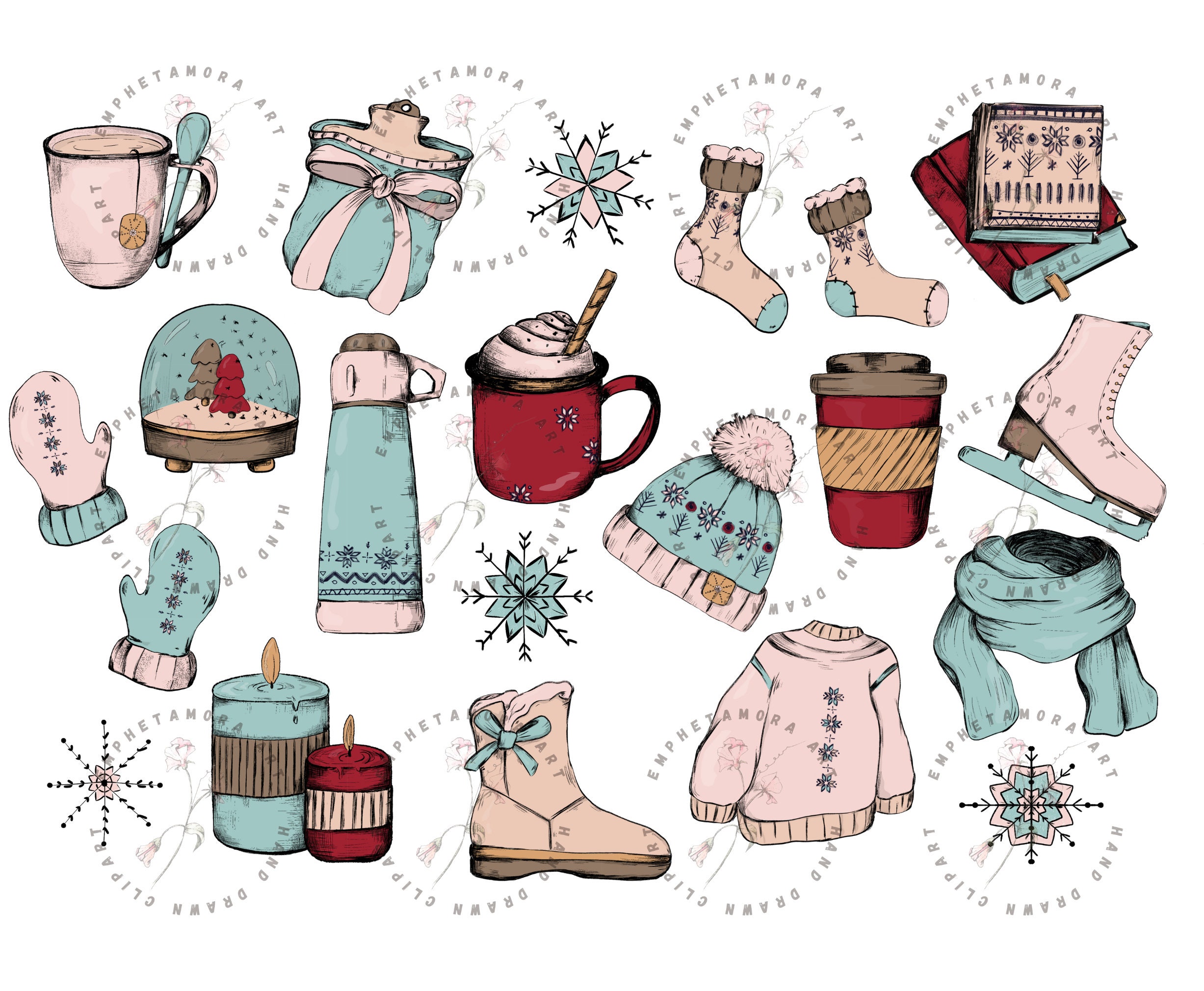 Winter Clipart Png Cold Weather Cozy Winter Digital Clip Art Commercial ...