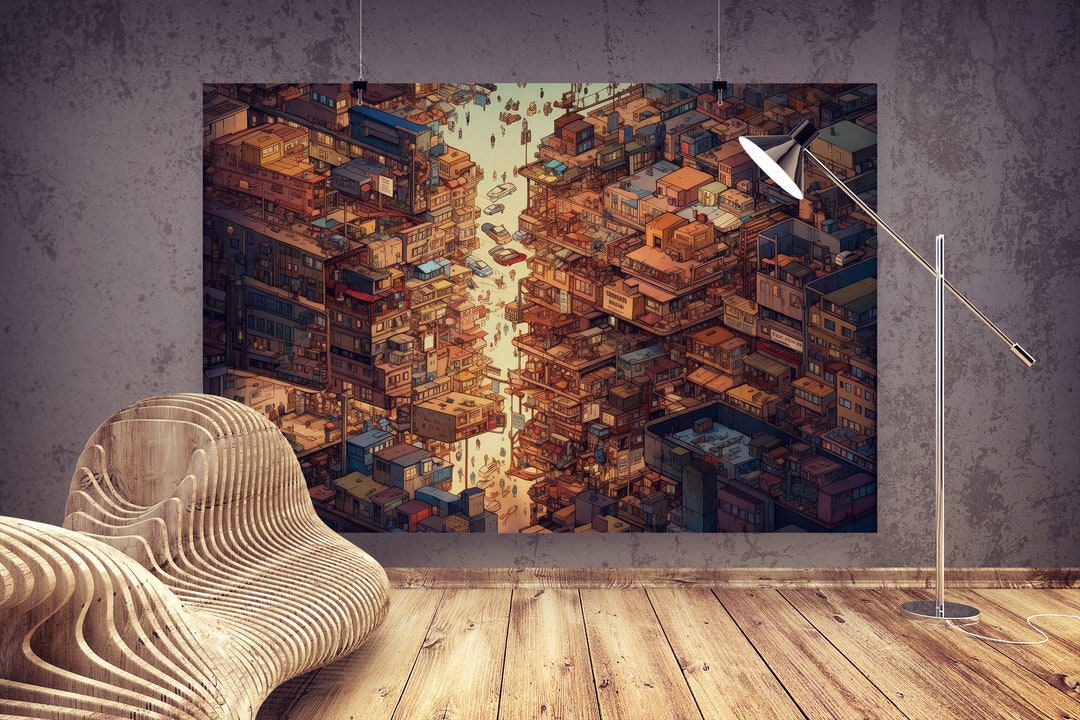 Mega Population City. Downloadable Wall Art, Artistic Illustration ...