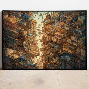Mega Population City. Downloadable Wall Art, Artistic Illustration ...