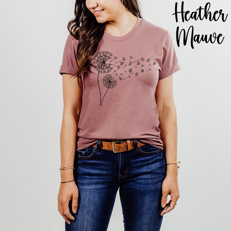 Dandelion Shirt, Cute Dandelion Tee, Dandelion and Butterfly Tshirt ...