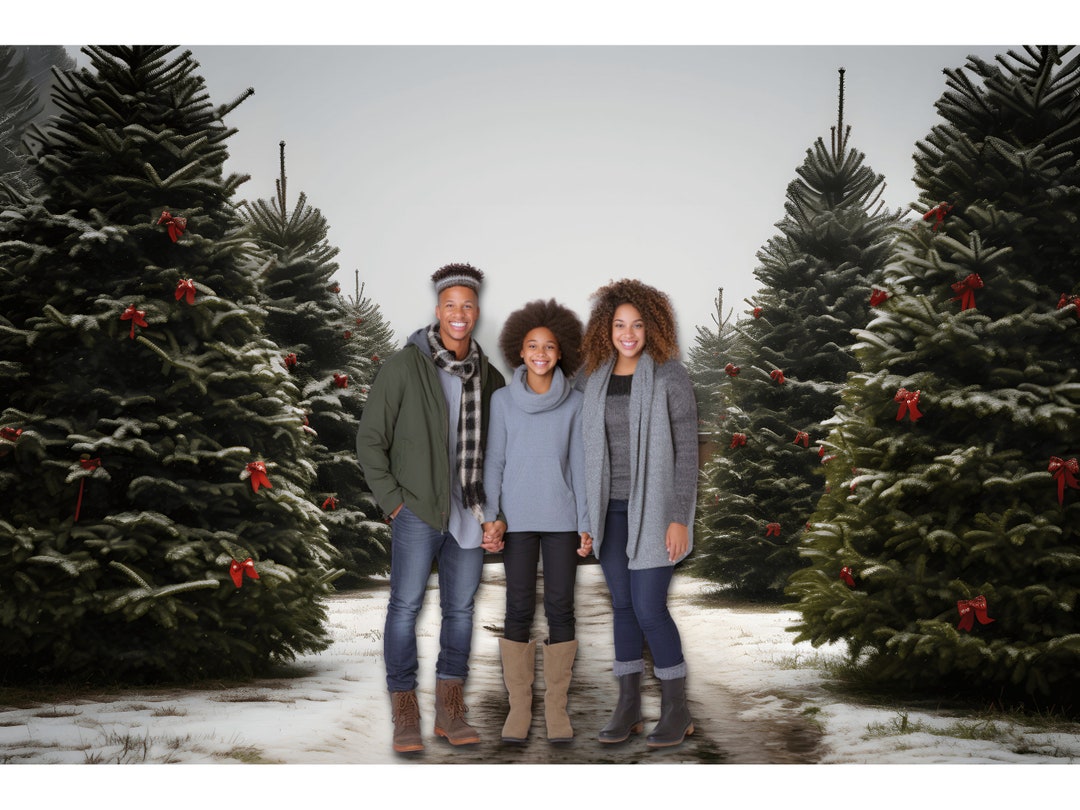5 Christmas Tree Farm Photography Backdrop Digital Tree Lot Holiday ...