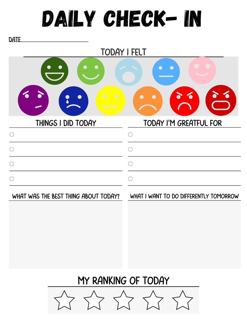 Daily Feelings Check-in for Children - Etsy