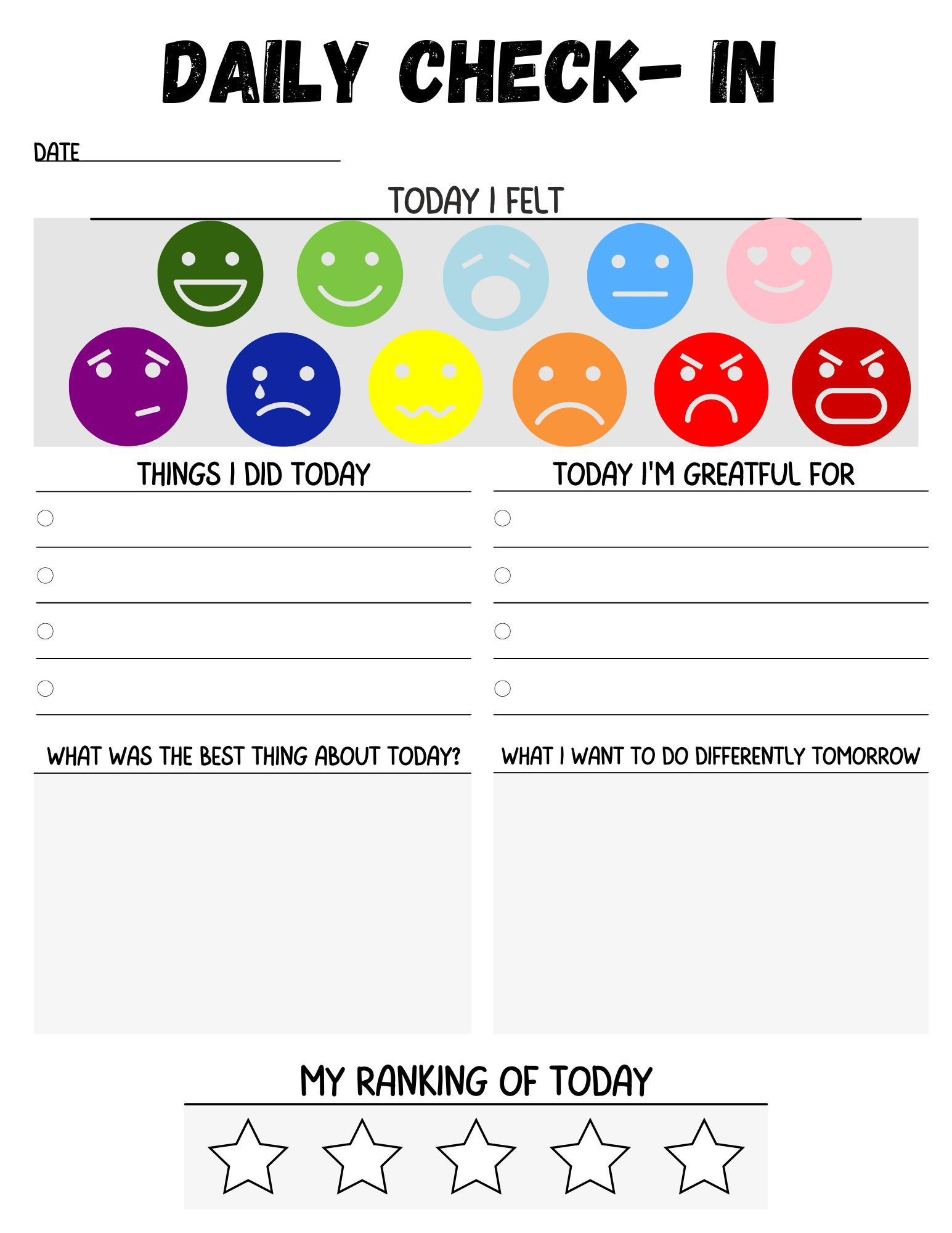 Daily Feelings Check-in for Children - Etsy