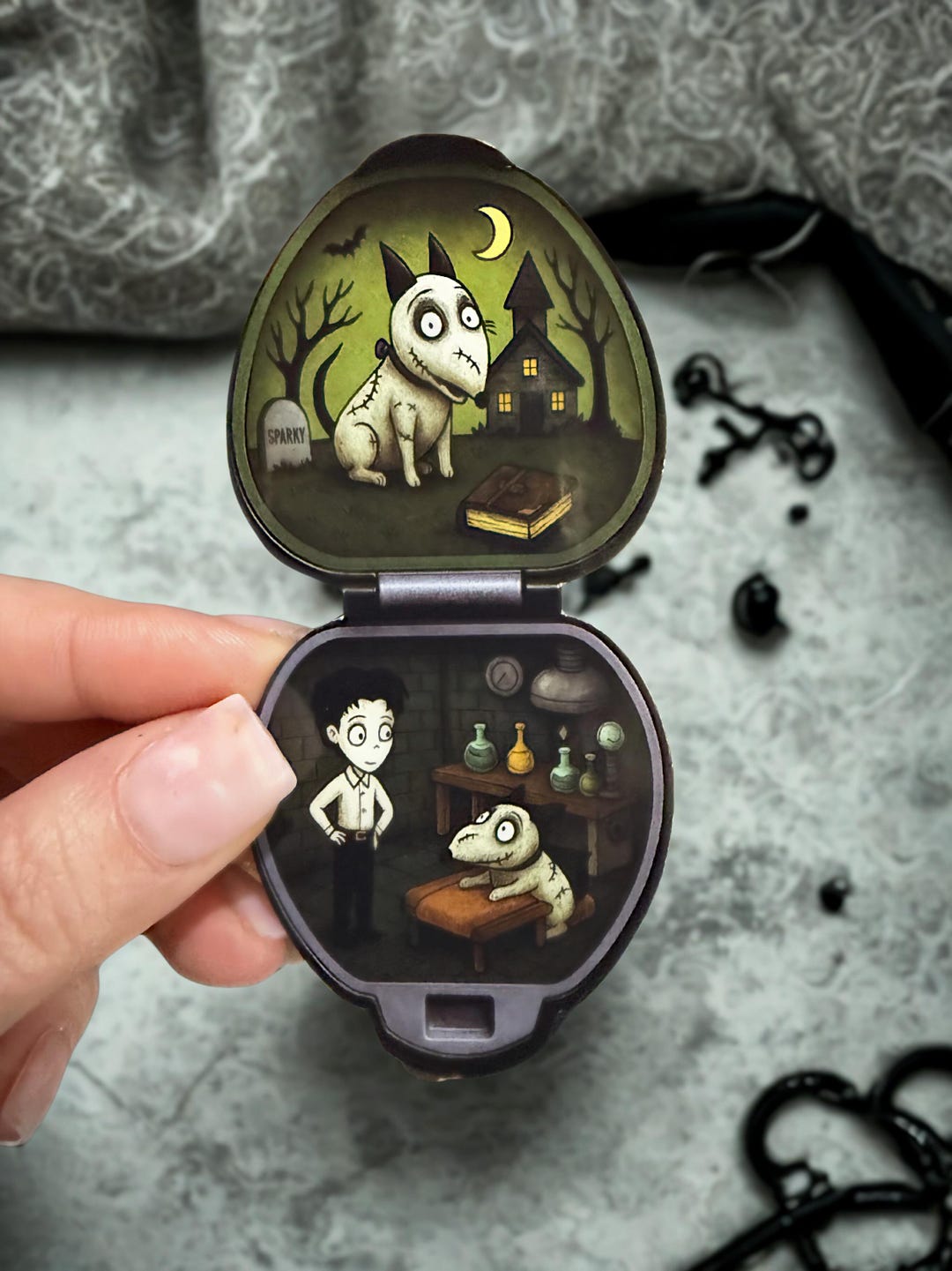Frankenweenie Mini Diorama Sticker | Tim Burton-inspired Gothic Gloss ...