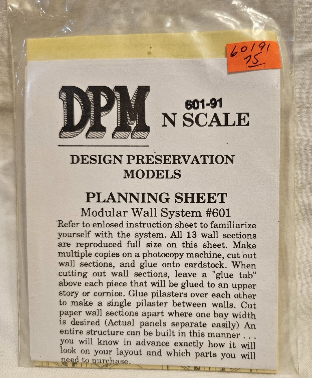 N Scale Planning Sheet for DPM Modular Wall System 601 - Etsy