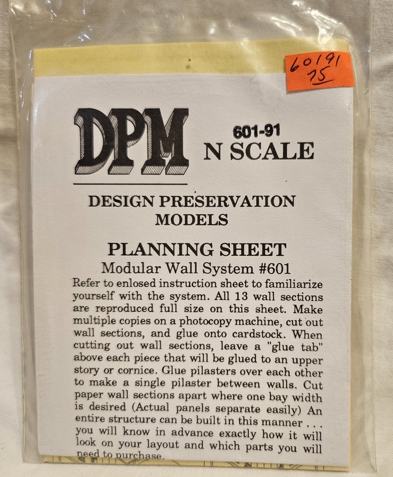 N Scale Planning Sheet for DPM Modular Wall System 601 - Etsy