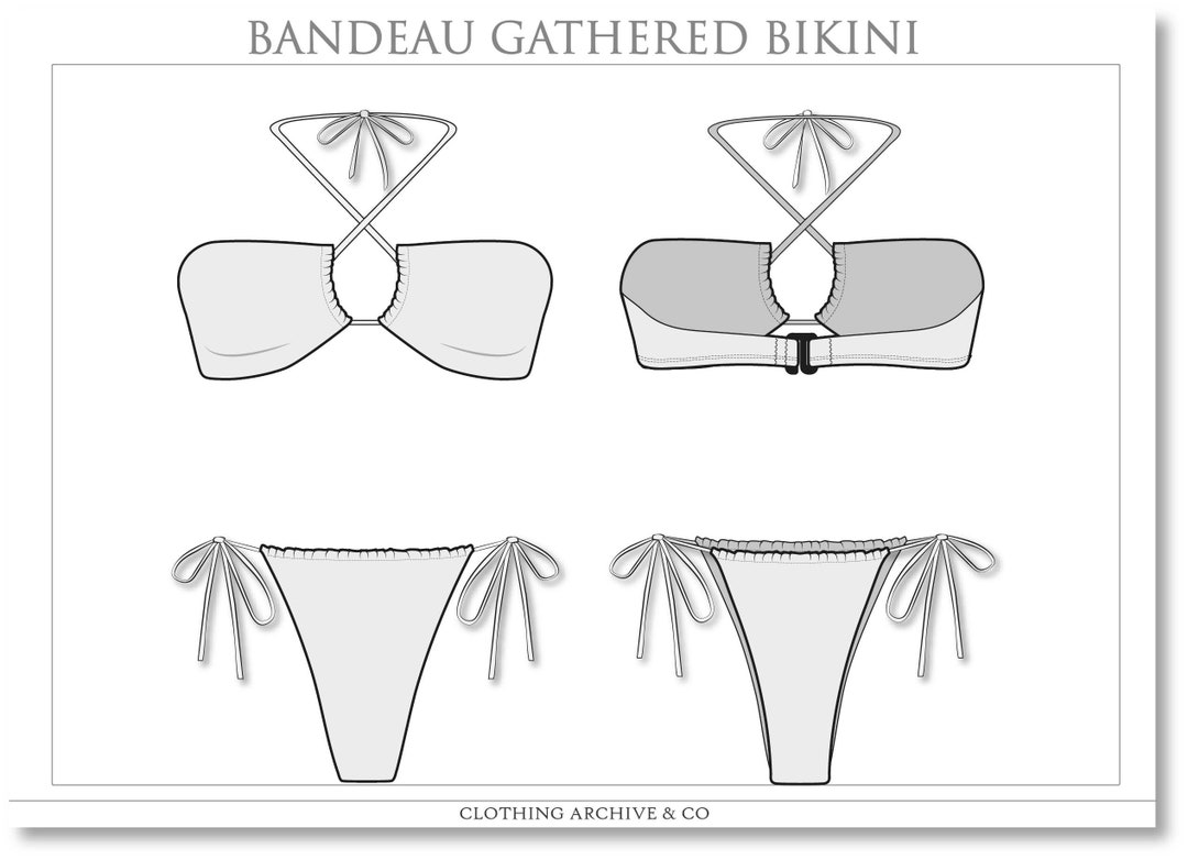 Brazilian Bikini Fashion Flat Sketch | Swimwear Vector CAD Technical ...
