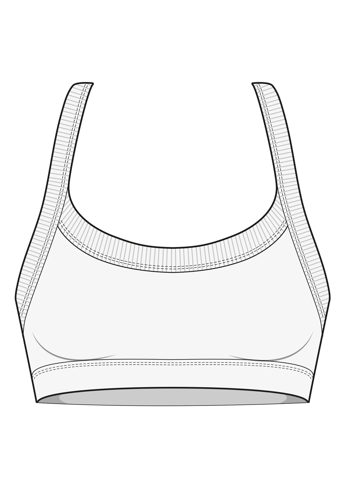 Binding Sports Bra Technical Drawing | Crop Top for Yoga,everyday Wear ...