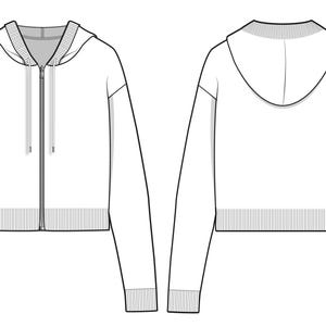 Hood Knitted Jacket With Zipper Technical Drawing | Activewear Fashion ...