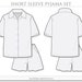 Pyjama Set Short Sleeve Top & Short Fashion Flat Vector CAD Technical ...