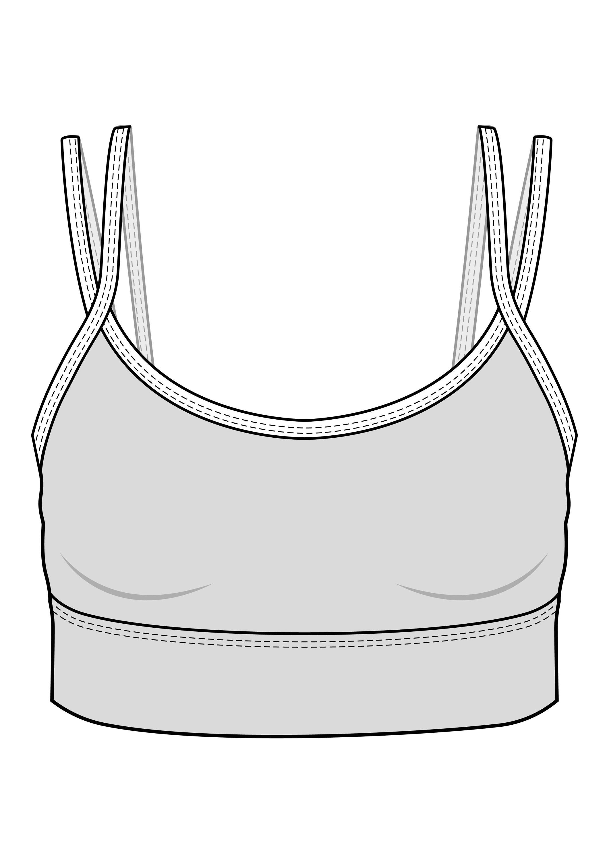 Double Strap Bra Technical Drawing: Fashion Flat Sketch (PDF) - Etsy