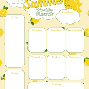 Digital Planner, Summer Theme, Undated, Ipad, Daily Planner, Weekly ...