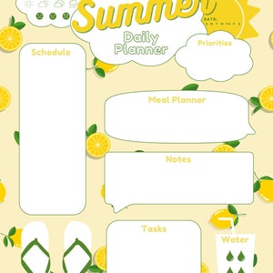 Digital Planner, Summer Theme, Undated, Ipad, Daily Planner, Weekly ...