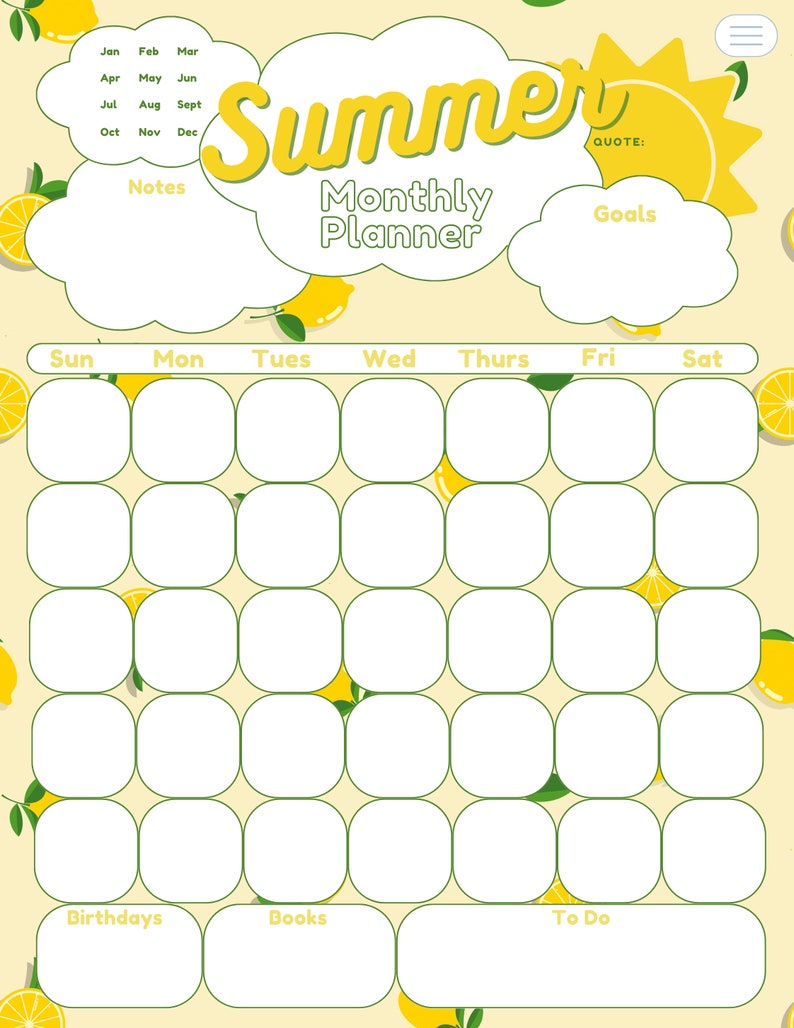 Digital Planner, Summer Theme, Undated, Ipad, Daily Planner, Weekly ...