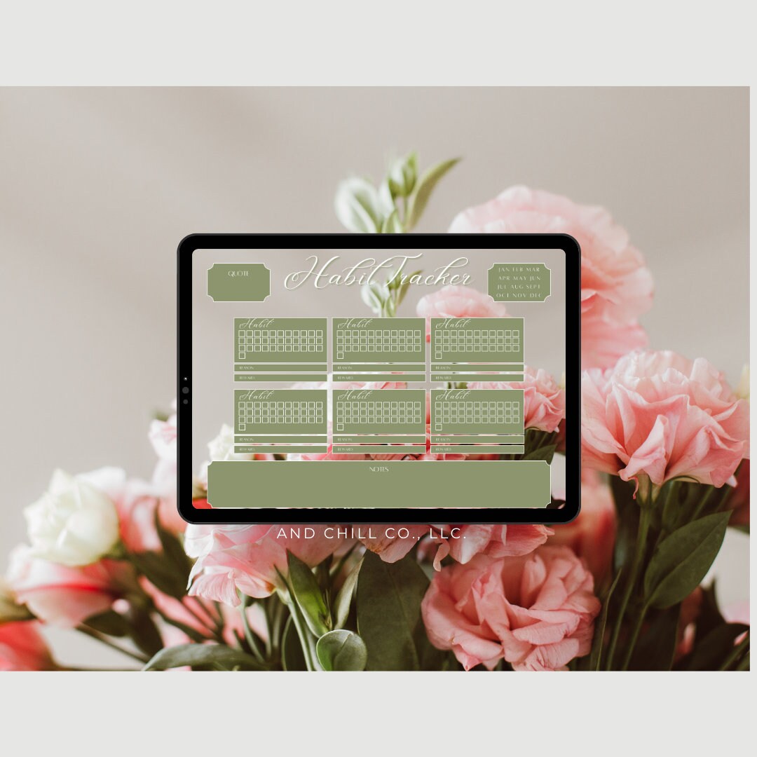 Digital Habit Tracker, Spring Floral, Undated, iPad Planner ...
