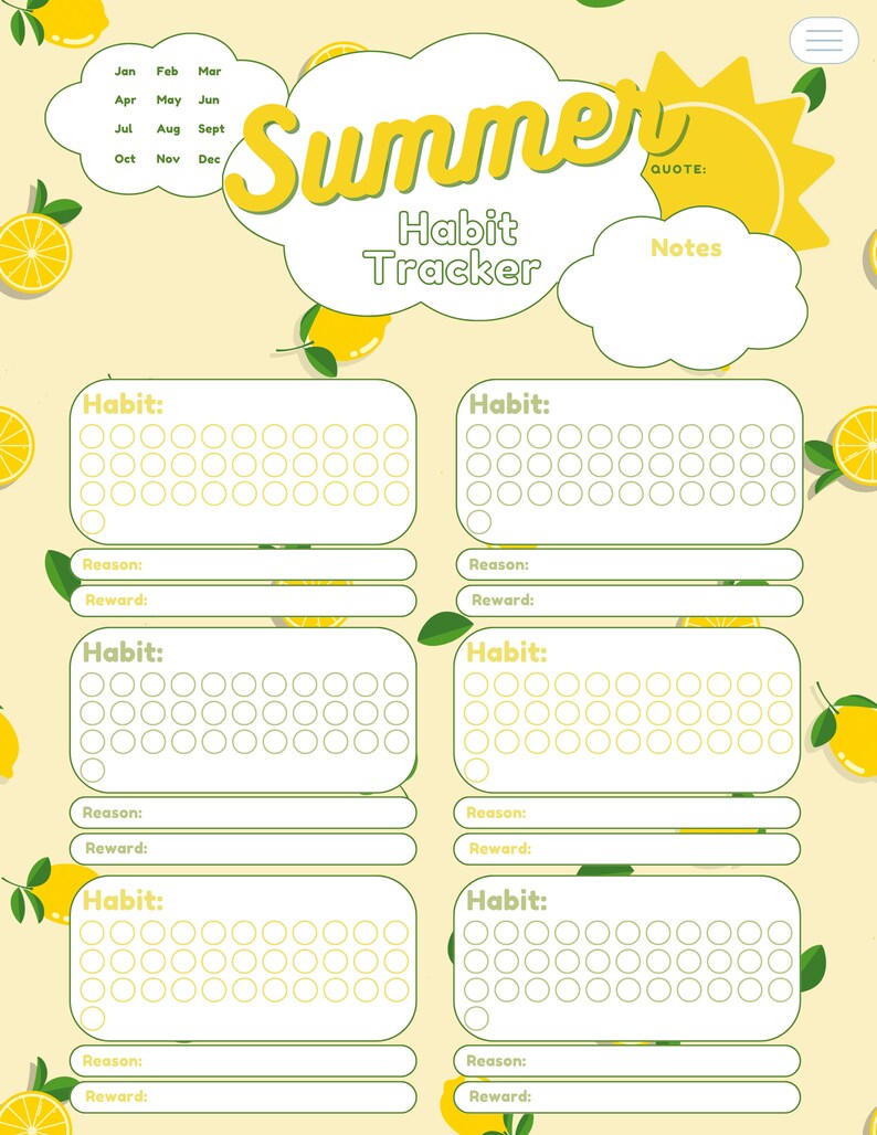 Digital Planner, Summer Theme, Undated, Ipad, Daily Planner, Weekly ...