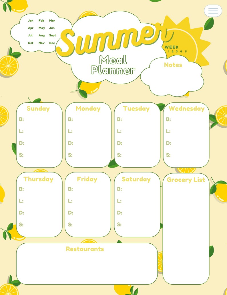 Digital Planner, Summer Theme, Undated, Ipad, Daily Planner, Weekly ...