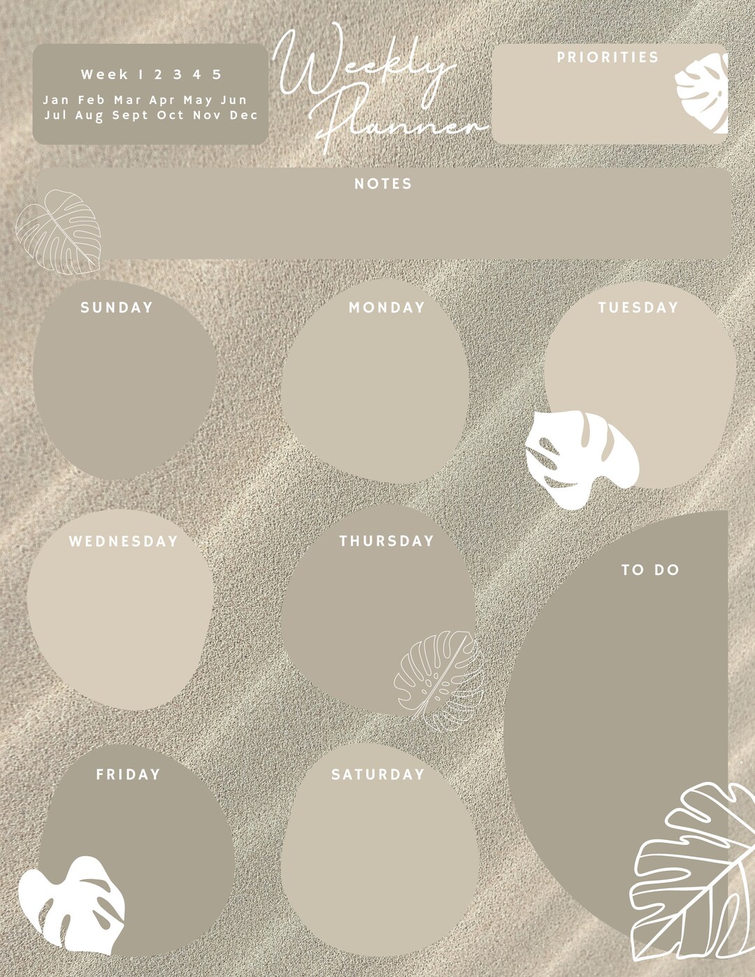 Digital Weekly Planner White Monstera Undated Planner Ipad - Etsy