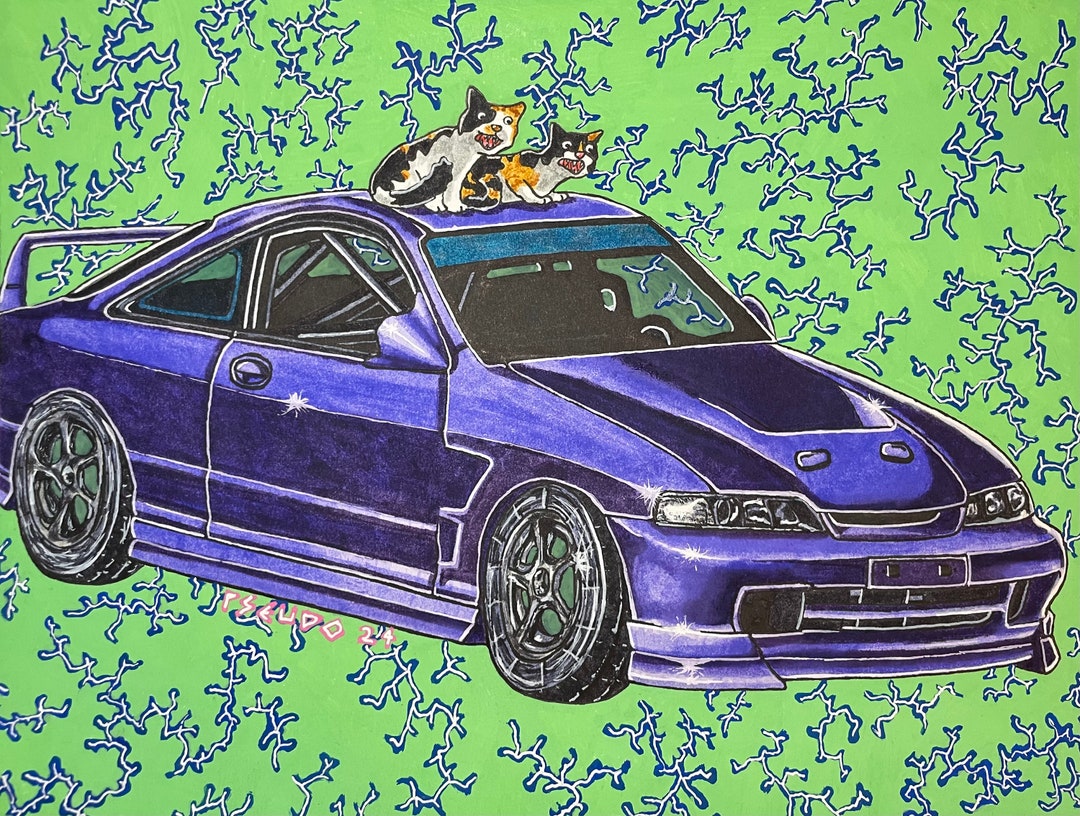 Calico Cats on Honda Integra Type R Print - Etsy