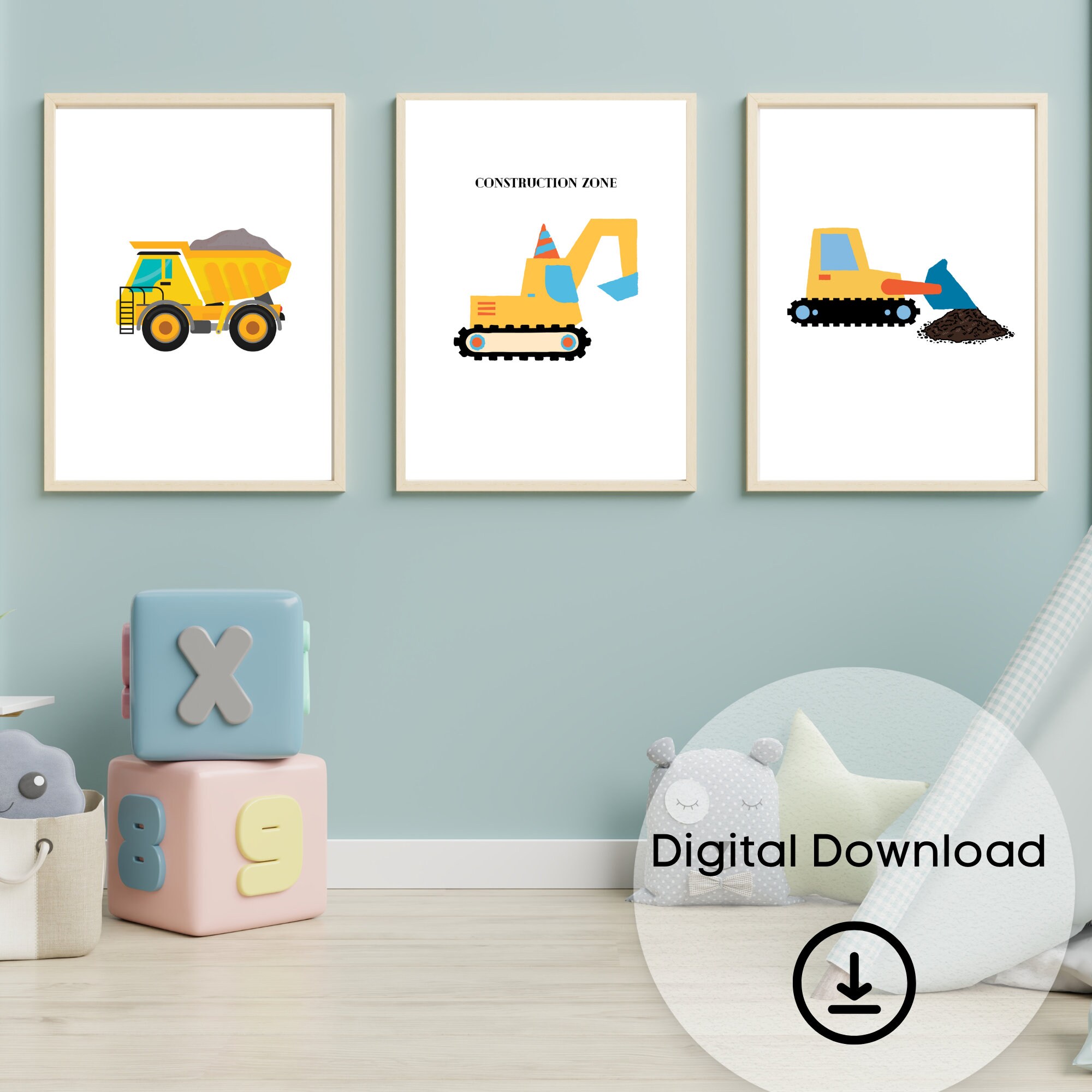 3 Posters Construction Theme Digital Download Wall Art for Daycare ...