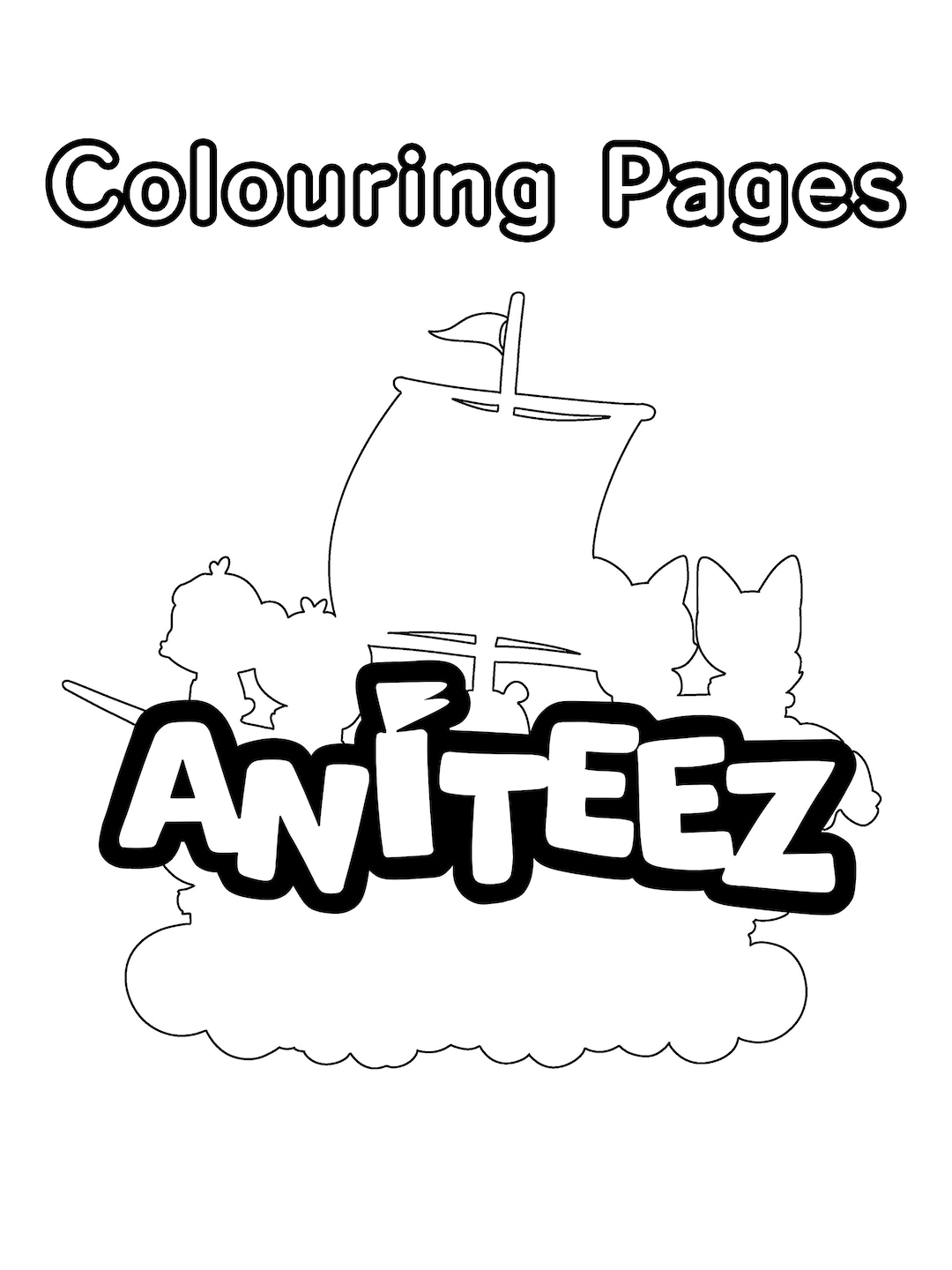 10 ATEEZ - ANITEEZ Colouring Pages - Etsy