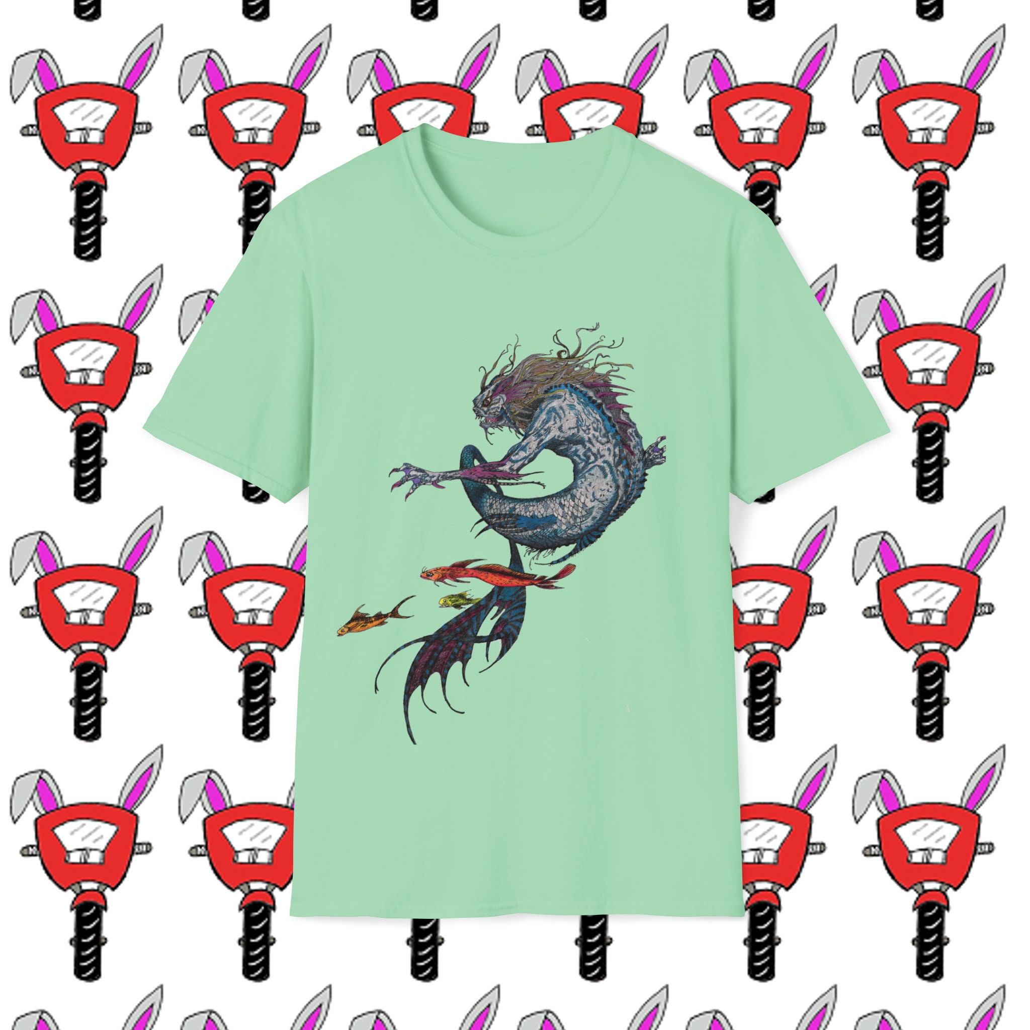 Merman Blue Dragon Mermaid Fantasy Unisex Softstyle T-shirt by - Etsy