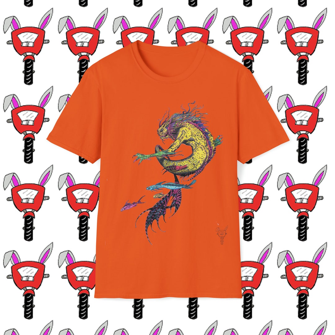 Merman Yellow Dragon Mermaid Fantasy Unisex Softstyle T-shirt by ...