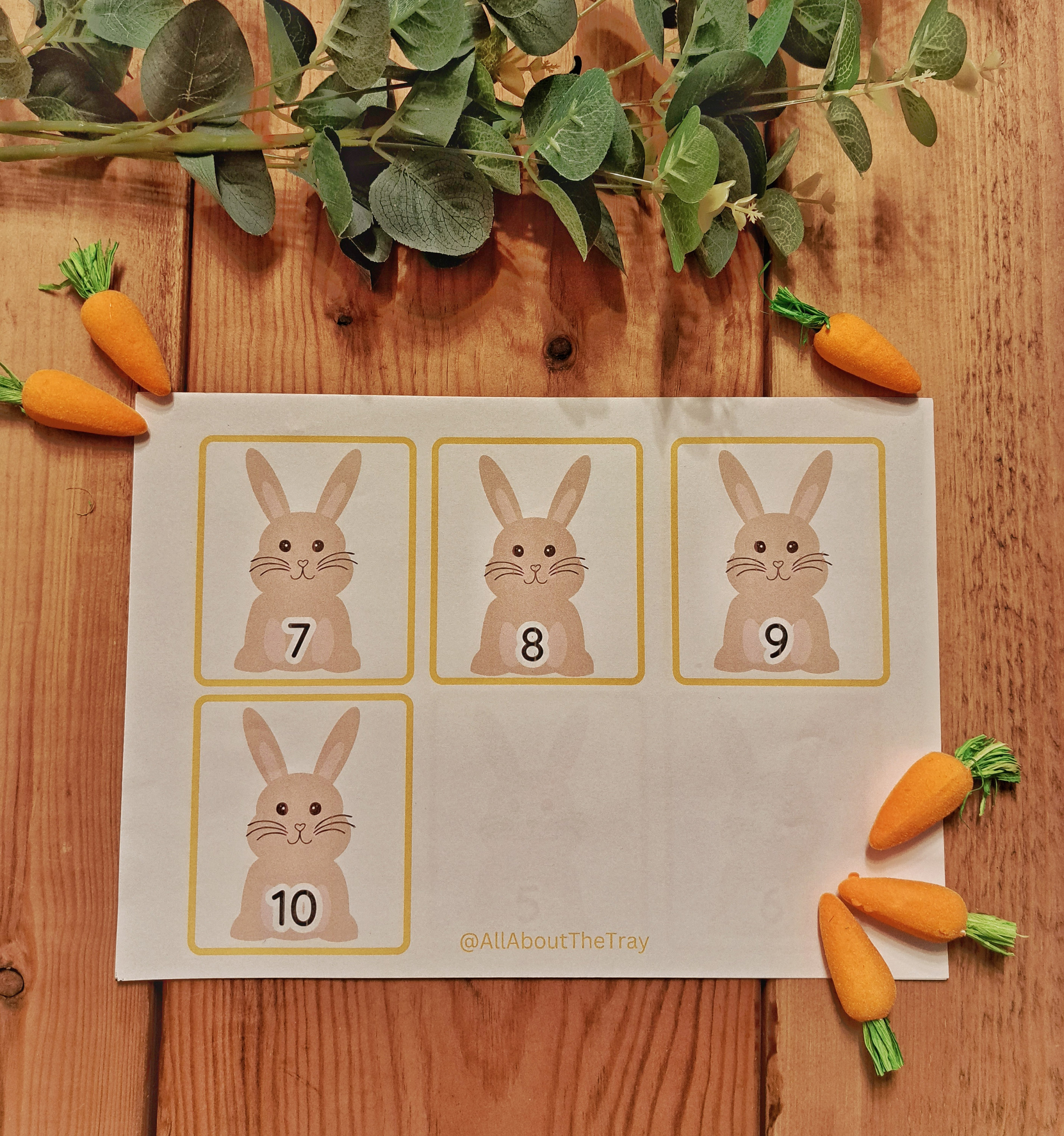 EASTER Spring Bunny 10 NUMBER Flashcards for Preschool/ PRE- K Children ...