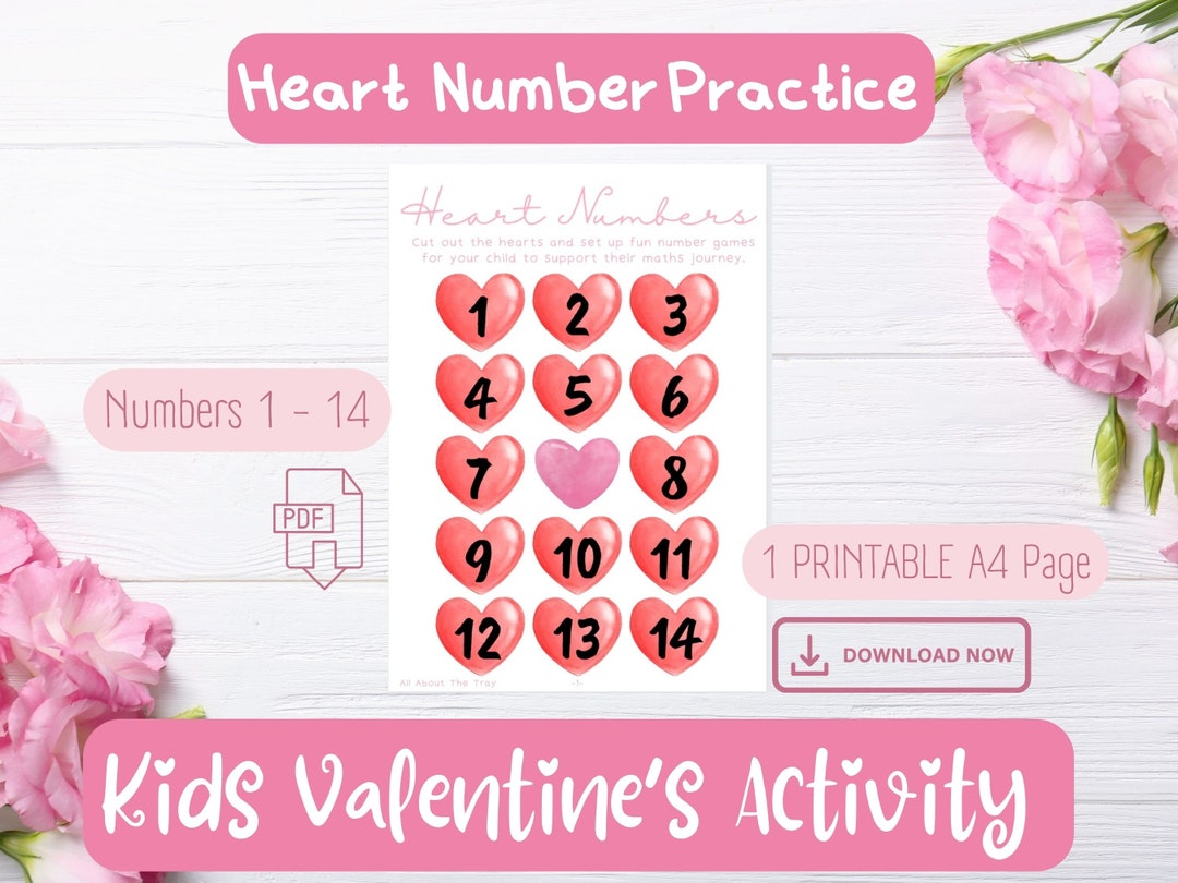 Valentine's Day Number Flashcards, Heart Number Cards, Homeschool ...